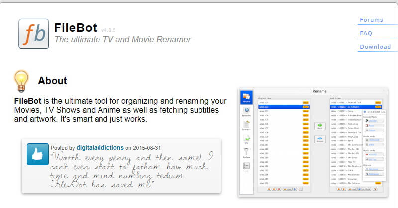 Examen de FileBot : avantages et inconvénients de FileBot